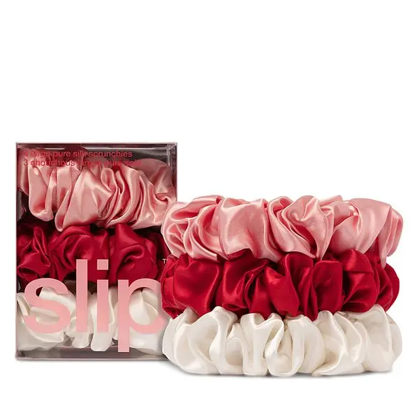 Slip Pure Silk Large Scrunchies Set Of 3 - Rosy