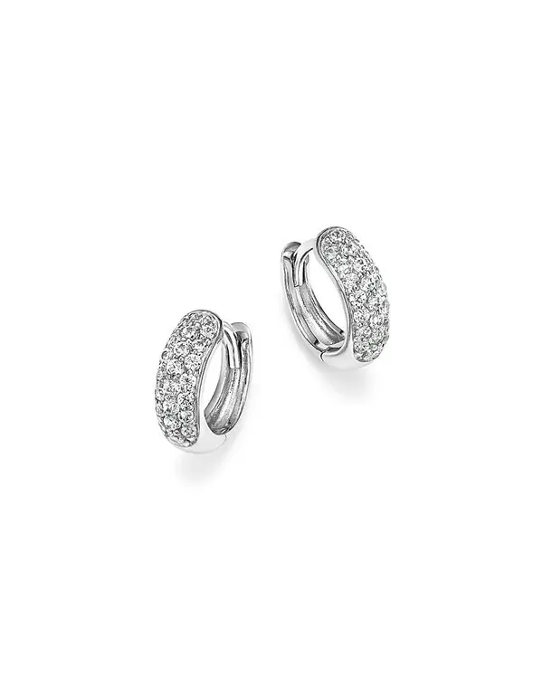 Bloomingdale'S Diamond Mini Pave Hoop Earrings .35 Tcw - White Gold