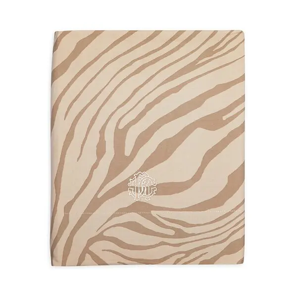 Roberto Cavalli Macro Zebrage Sateen Flat Sheet, King - Sabbia