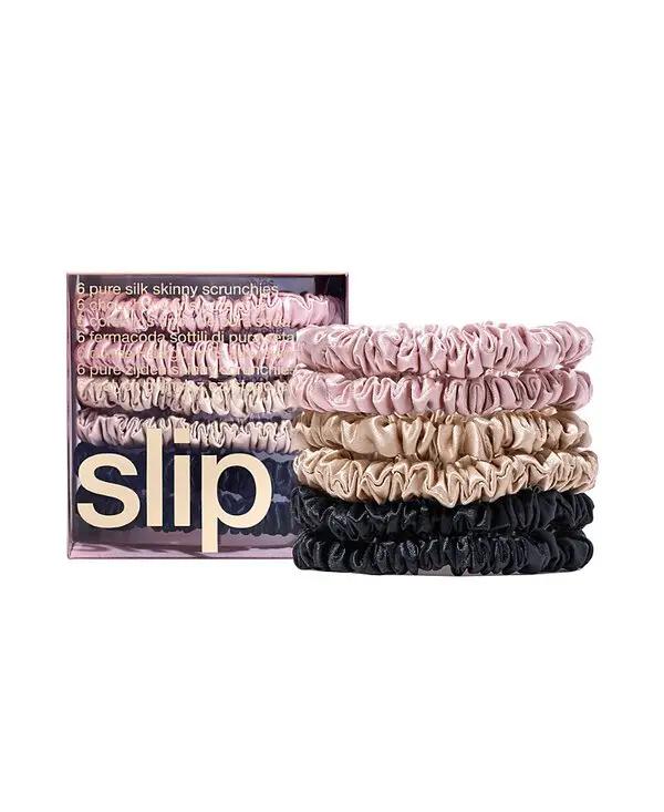 Slip Pure Silk Skinny Scrunchies Set - Pink/gold/black