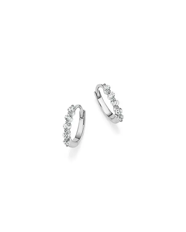 Bloomingdale'S 14k Diamond Mini Hoop Earrings .25 Tcw - White Gold