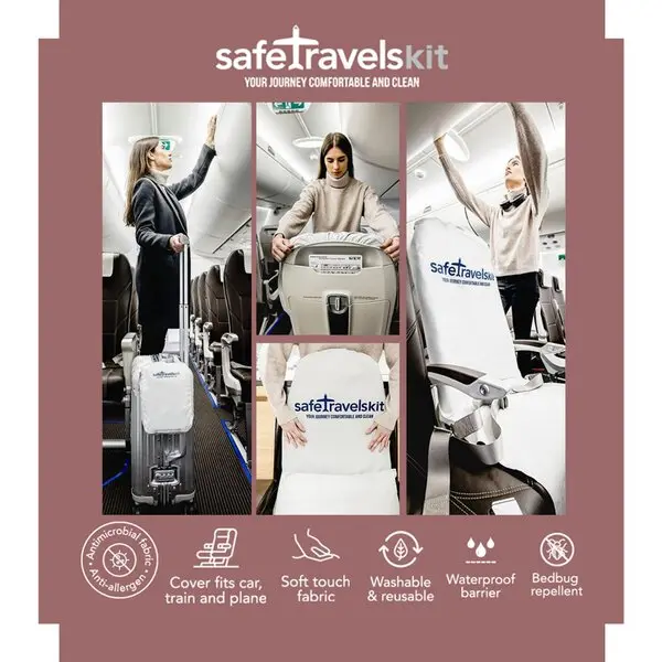 SAFE TRAVELS KIT Luxury Travel Airplane Seat Cover And Pillow Case Set