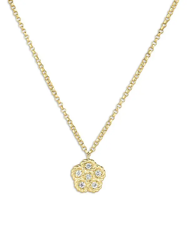 Roberto Coin 18k Yellow Diamond Daisy Pendant Necklace - Gold