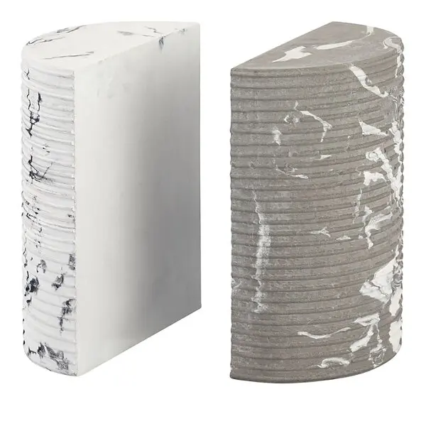 TOV FURNITURE Terra Concrete Bookends, Set Of 2 - Grey Marble And White Marble