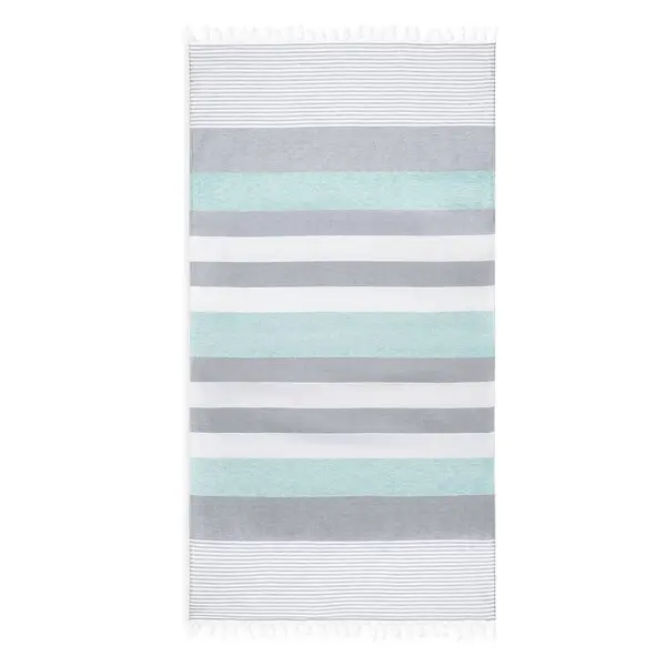 LAGUNA BEACH TEXTILE COMPANY Laguna Beach Turkish Beach Towel - Teal  Gray