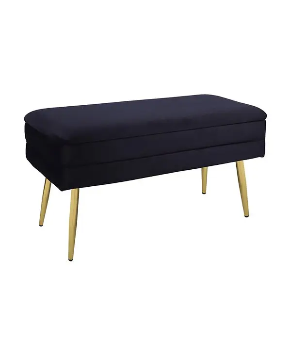 TOV FURNITURE Ziva Velvet Storage Bench - Black