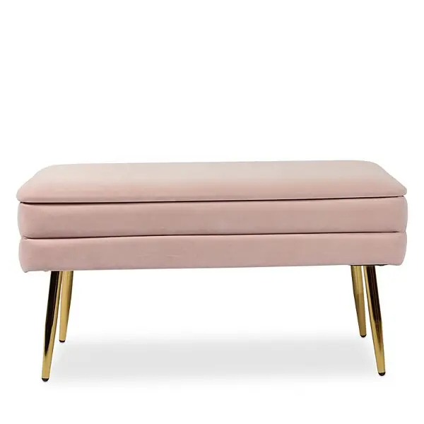 TOV FURNITURE Ziva Velvet Storage Bench - Blush