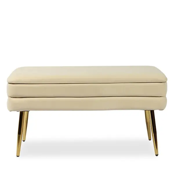 TOV FURNITURE Ziva Velvet Storage Bench - Cream