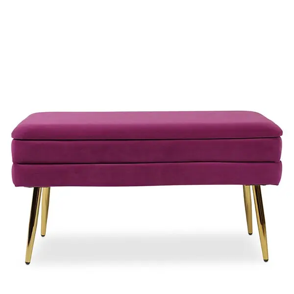 TOV FURNITURE Ziva Velvet Storage Bench - Plum