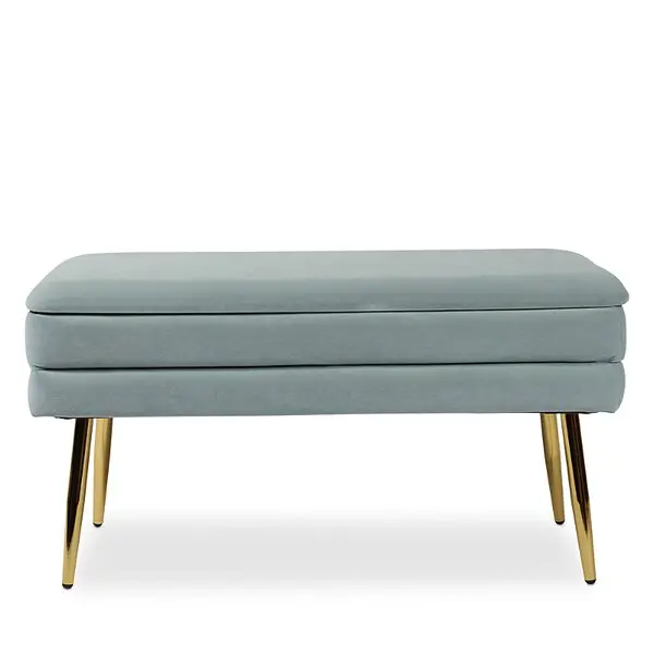 TOV FURNITURE Ziva Velvet Storage Bench - Sea Blue