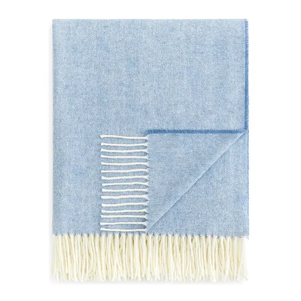 LANDS DOWNUNDER Italian Herringbone Throw - Chambray