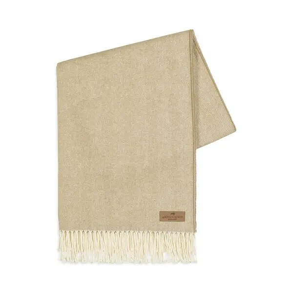 LANDS DOWNUNDER Italian Herringbone Throw - White Truffle
