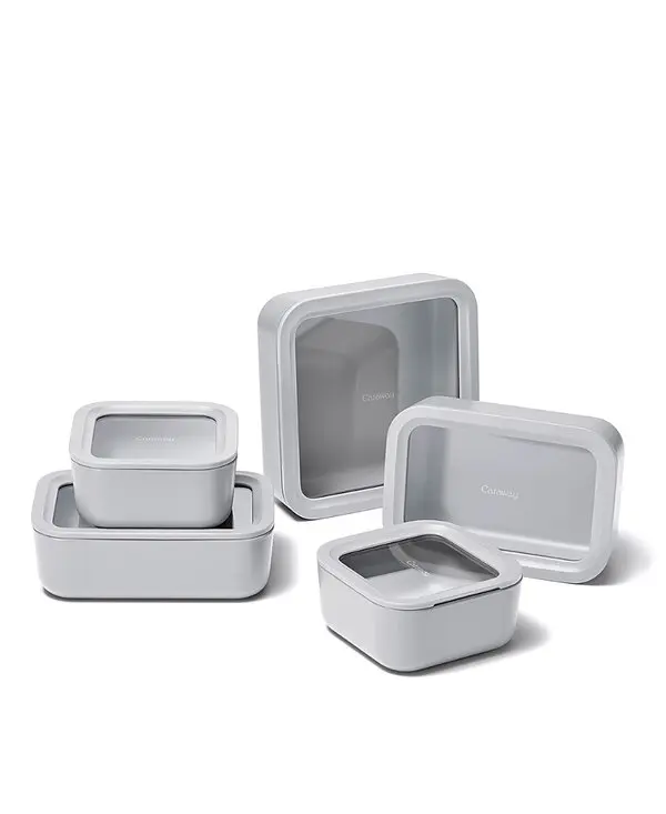 CARAWAY 14-piece Ceramic Coated Glass Food Storage Set - Gray