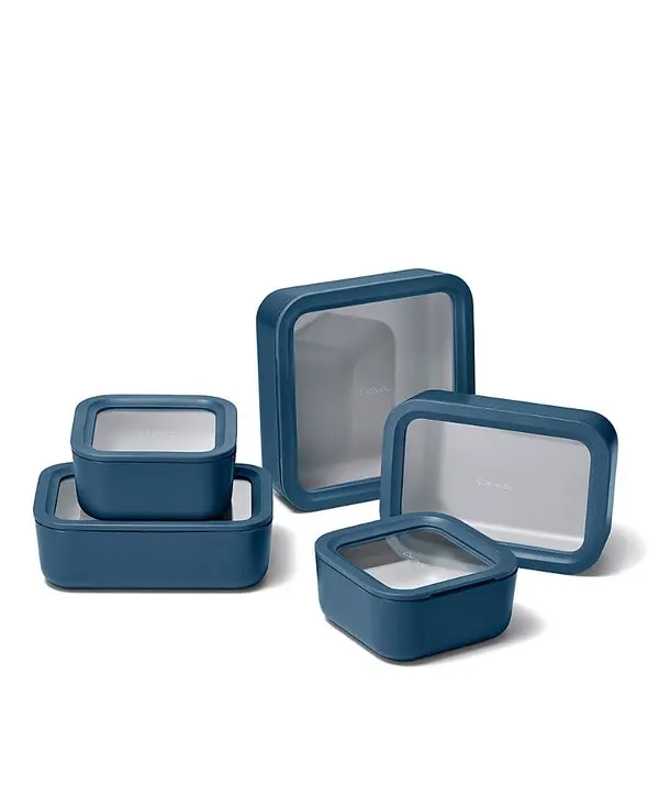 CARAWAY 14-piece Ceramic Coated Glass Food Storage Set - Navy