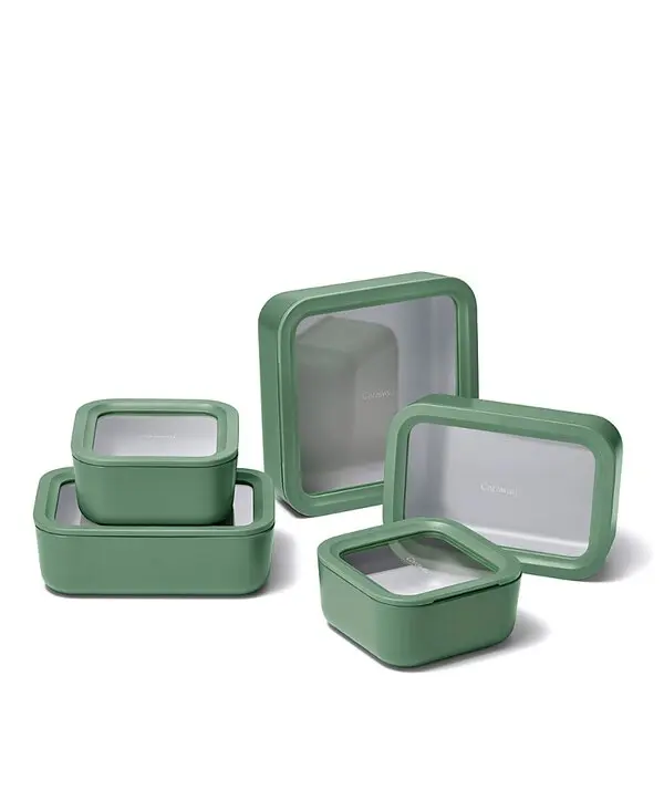 CARAWAY 14-piece Ceramic Coated Glass Food Storage Set - Sage