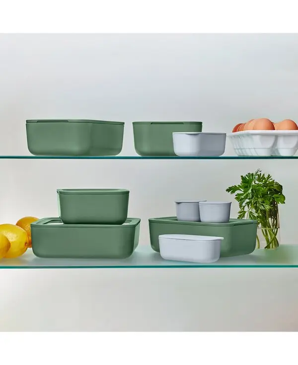 CARAWAY 14-piece Ceramic Coated Glass Food Storage Set - Sage