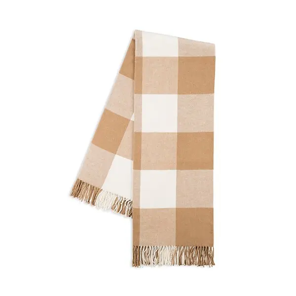 LANDS DOWNUNDER Landsdown Under Buffalo Check Cotton Blend Throw - Caramel