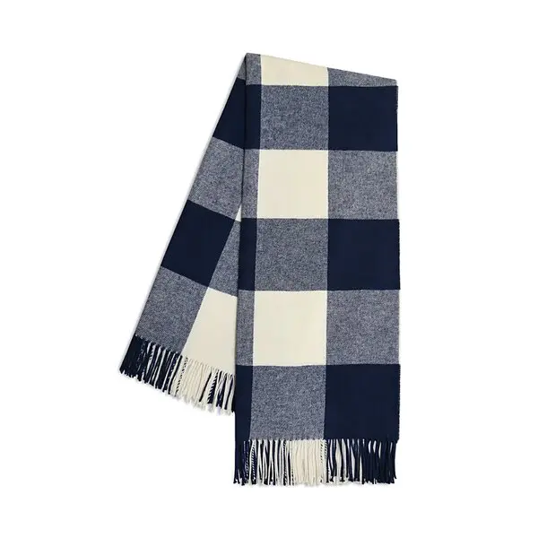 LANDS DOWNUNDER Landsdown Under Buffalo Check Cotton Blend Throw - Navy
