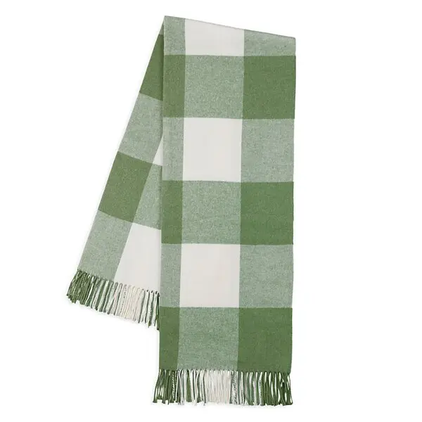 LANDS DOWNUNDER Landsdown Under Buffalo Check Cotton Blend Throw - Olive