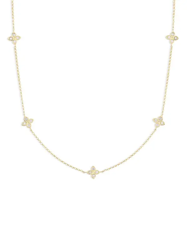 Roberto Coin 18k Yellow Diamond Flower Necklace - Gold