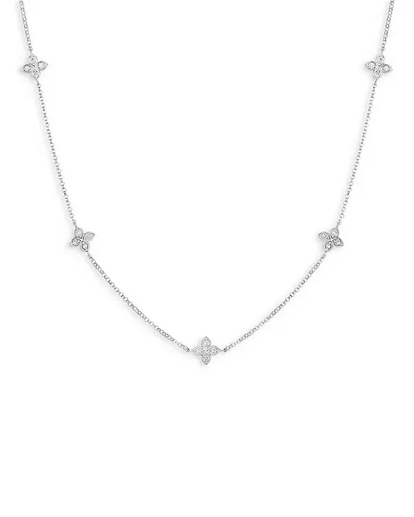 Roberto Coin 18k Yellow Verona Flower Diamond Necklace - White