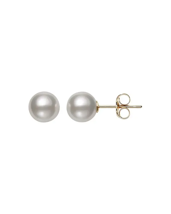 Bloomingdale'S Akoya Cultured Pearl Stud Earrings In 14k Yellow Gold - White