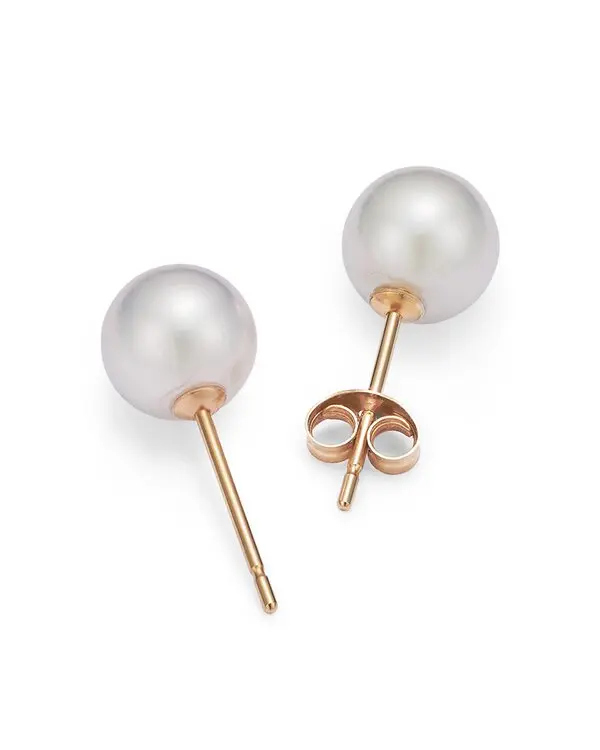 Bloomingdale'S Akoya Cultured Pearl Stud Earrings In 14k Yellow Gold