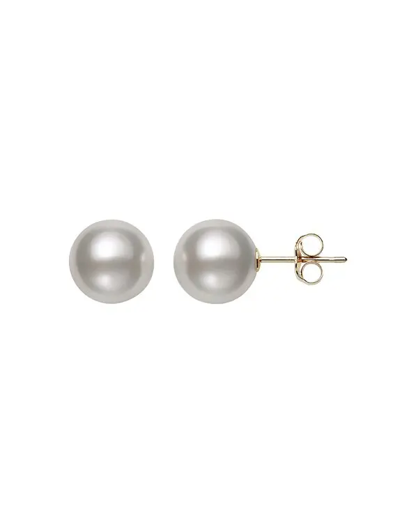Bloomingdale'S 14k Yellow Gold Akoya Cultured Pearl Stud Earrings - White