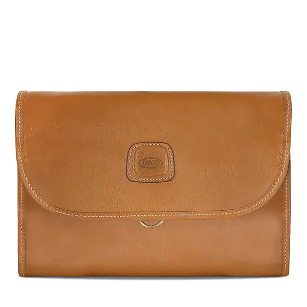 Bric'S Life Pelle Leather Tri-fold Toiletry Kit - Cognac