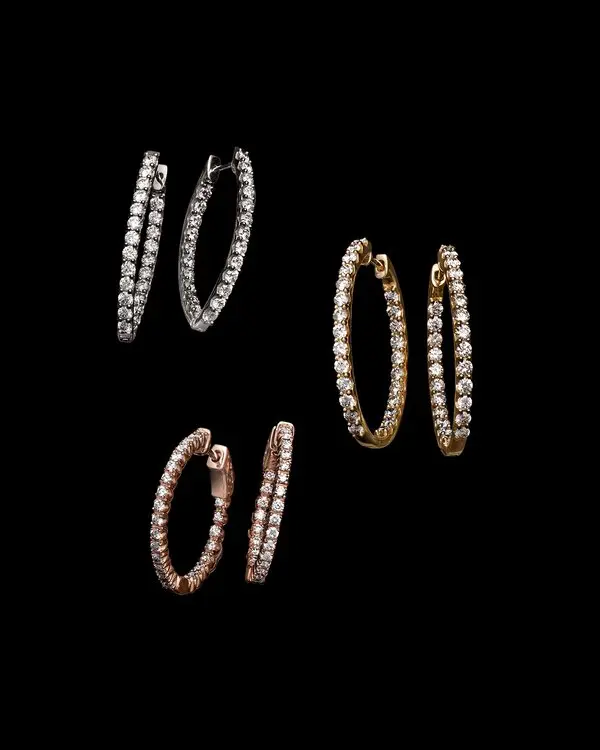 Bloomingdale'S Diamond Inside Out Hoop Earrings, 3.0 Tcw - White