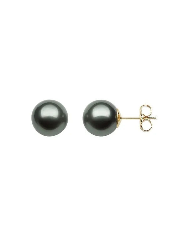 Bloomingdale'S Tahitian Black Cultured Pearl Stud Earrings - Black/gold
