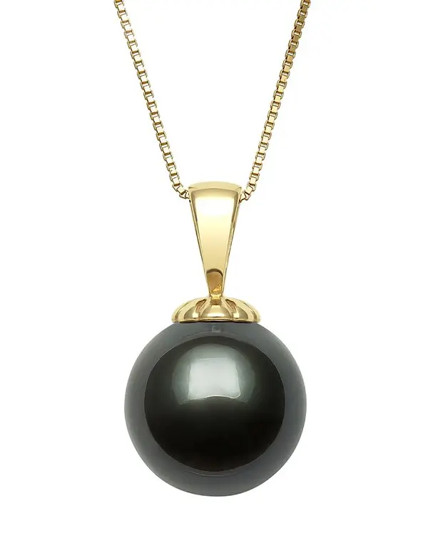 Bloomingdale'S 14k Yellow Gold Tahitian Pearl Pendant Necklace - Black/gold