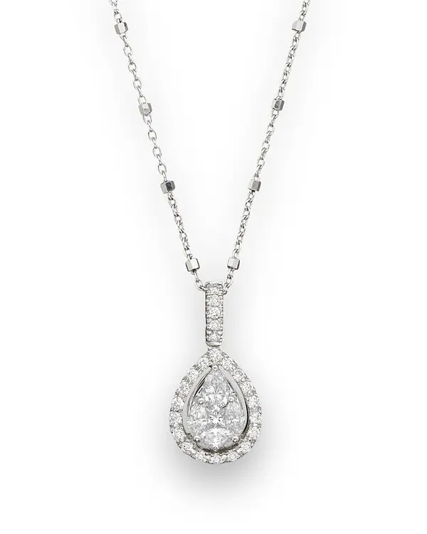 Bloomingdale'S 0.65 Tcw Diamond Teardrop Pendant Necklace - White Gold/white Diamonds