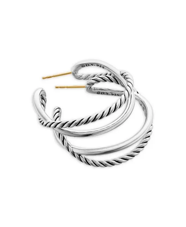 David Yurman Sterling Crossover Hoop Earrings