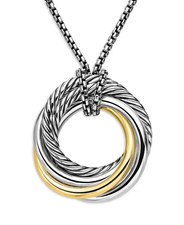 David Yurman Crossover Pendant Necklace With 14k Gold - Silver/gold