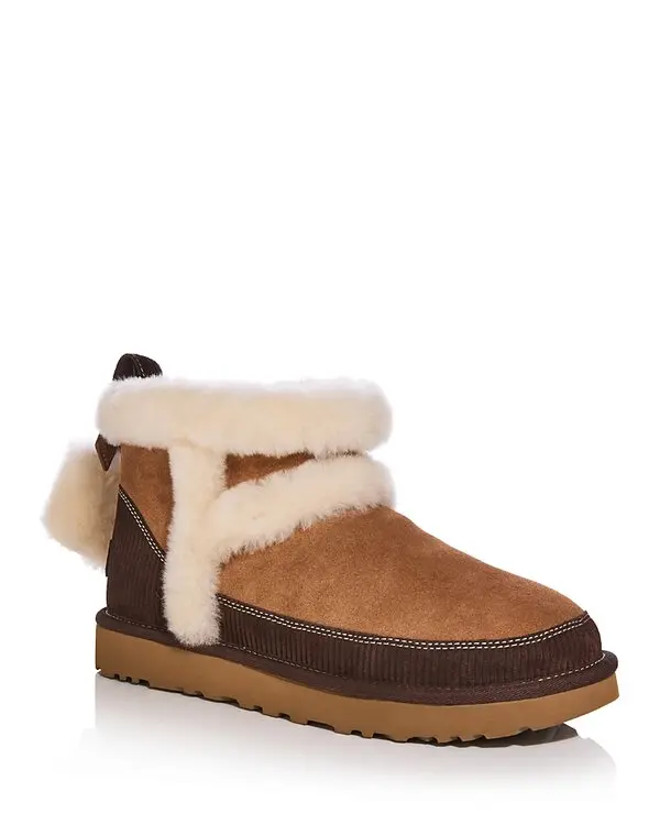 UGG Classic Mini Heritage Suede Shearling Lined Ankle Boots - Chestnut