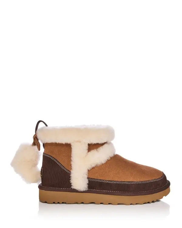 UGG Classic Mini Heritage Suede Shearling Lined Ankle Boots - Chestnut