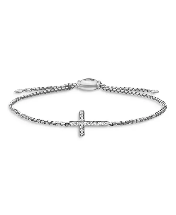 David Yurman Petite Pave Cross Chain Bracelet - Silver