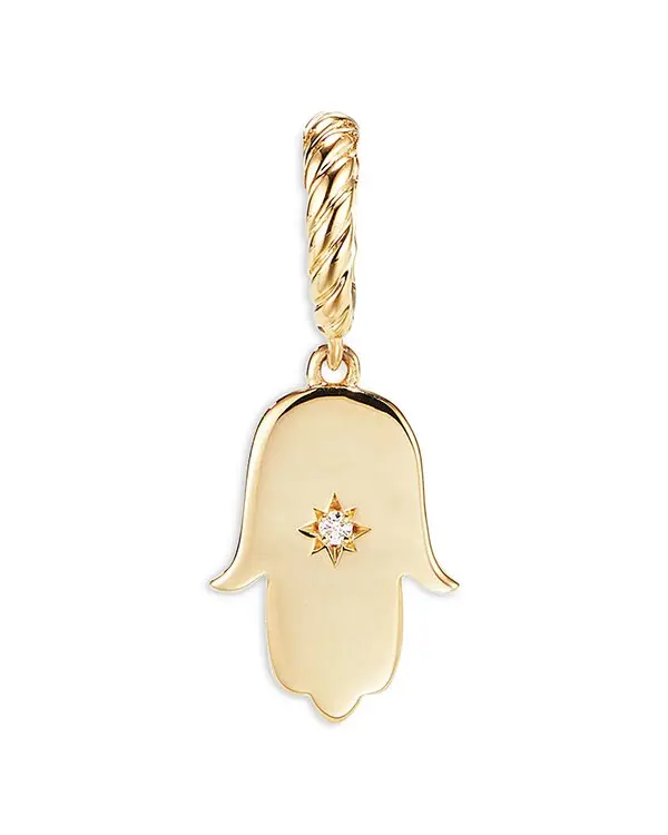 David Yurman 18k Gold Hamsa Amulet With Diamonds - White/gold