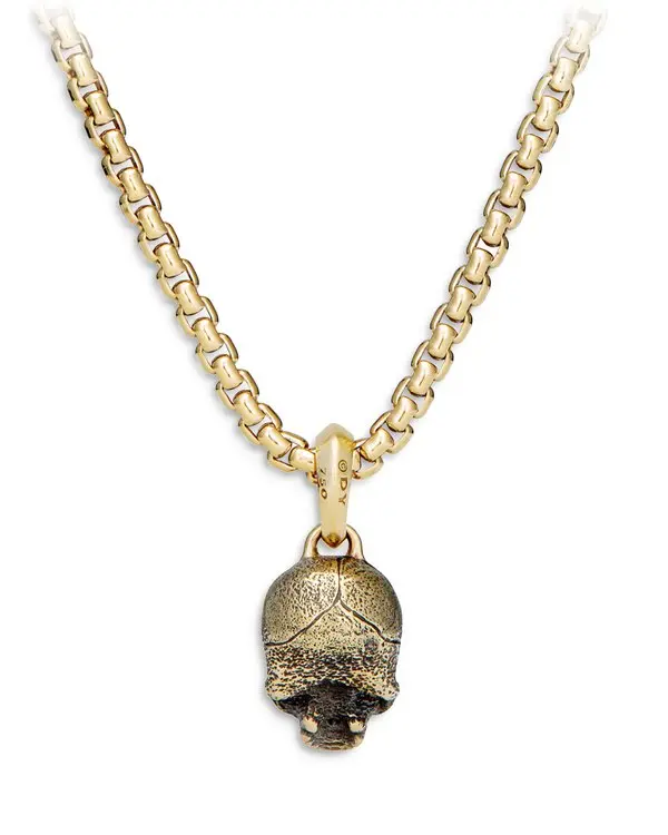David Yurman 18k Yellow Skull Pendant