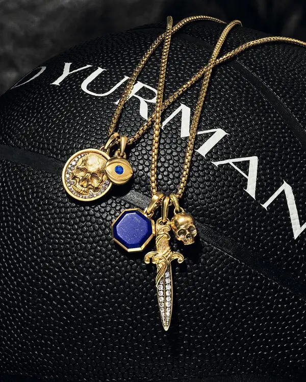 David Yurman 18k Yellow Skull Pendant - Gold