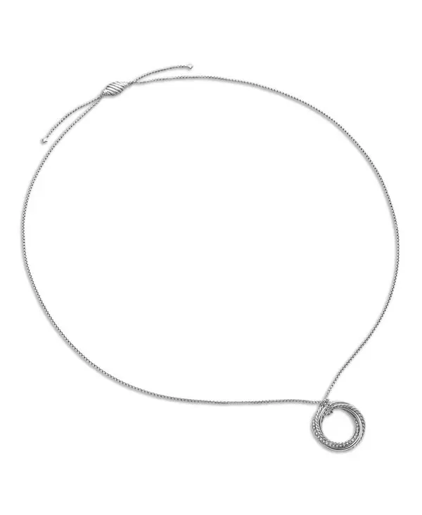 David Yurman Crossover Pendant Necklace With Diamonds - Silver/white