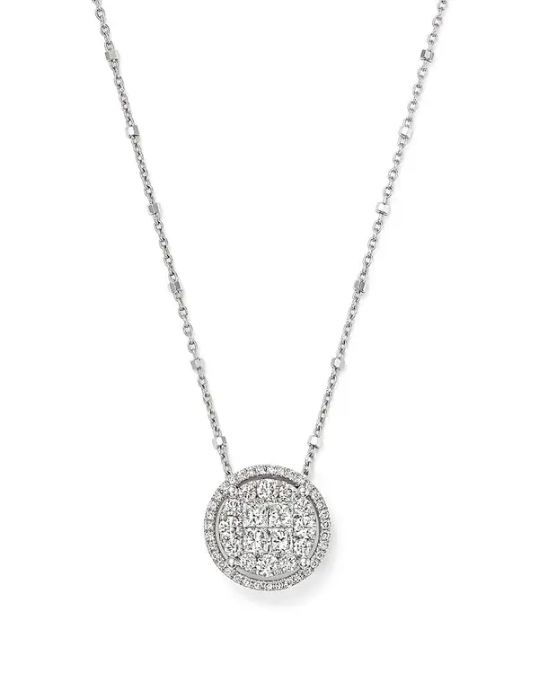 Bloomingdale'S 14k Gold Round And Princess-cut Diamond Cluster Pendant Satellite Necklace, 1.0 Tcw - White