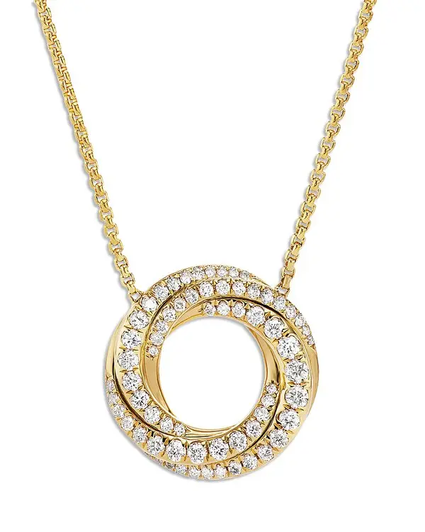 David Yurman 18k Yellow Crossover Pendant Necklace - Gold