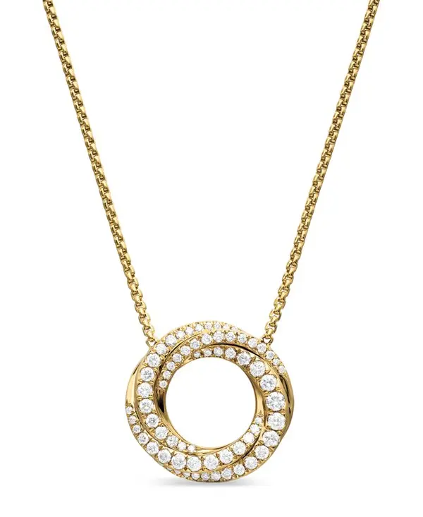 David Yurman 18k Yellow Crossover Pendant Necklace - Gold