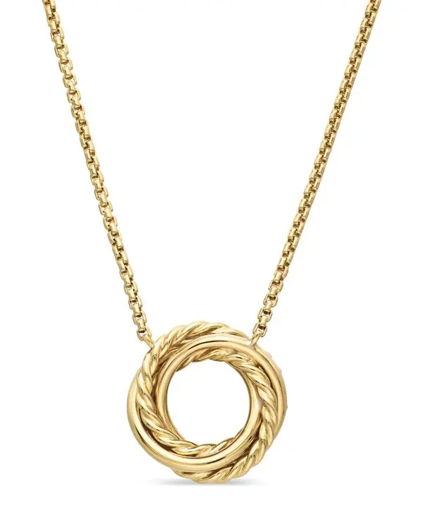 David Yurman 18k Yellow Crossover Pendant Necklace - Gold