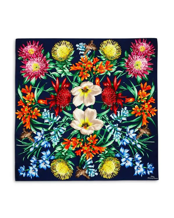 Echo Blooms Of Oceana Silk Scarf - Navy