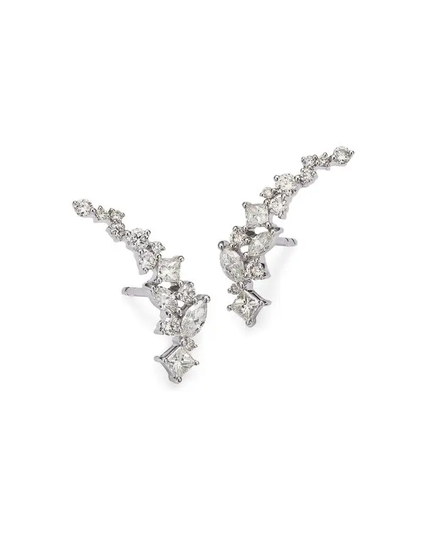 Bloomingdale'S 14k White 1.0 Tcw Diamond Ear Climbers