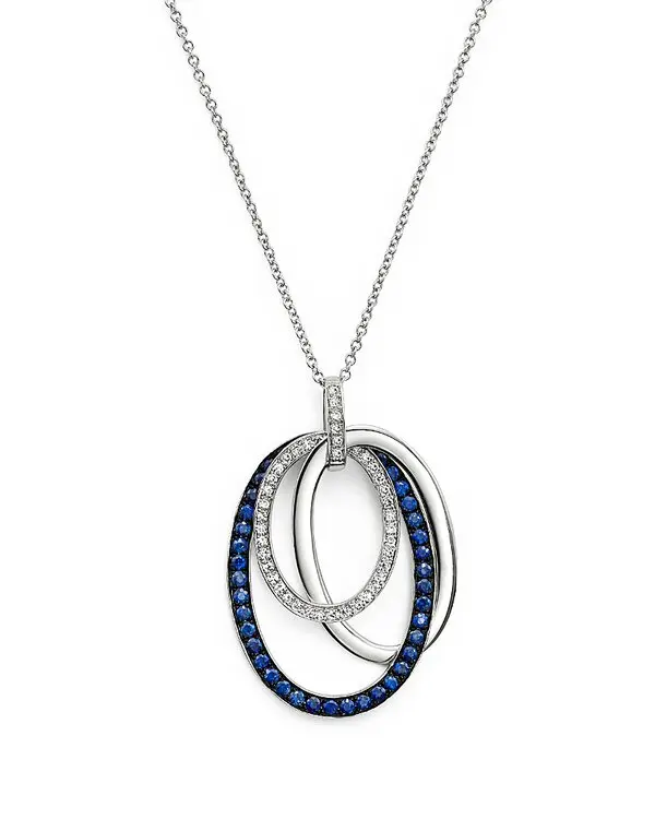 Bloomingdale'S Sapphire And Diamond Oval Pendant Necklace - White/blue