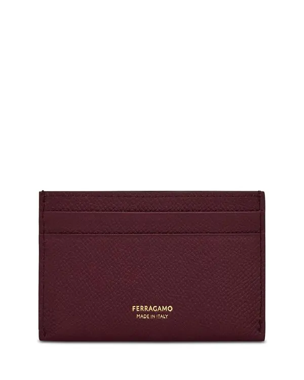 FERRAGAMO Salvatore Gancini Leather Card Case - Plum